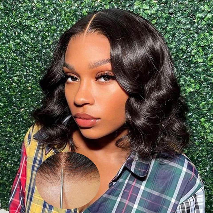 Wear Go Glueless Body Wave Bob Wig Pre Cut Human Hair HD Lace Closure ...