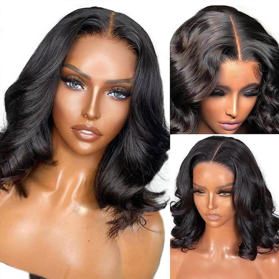 Wear Go Glueless Body Wave Bob Wig Pre Cut Human Hair HD Lace Closure ...